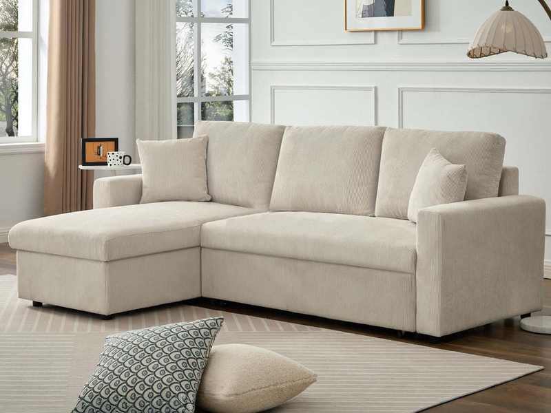 Canapé d'angle velours côtelé beige | Votre wishlist sur Listy