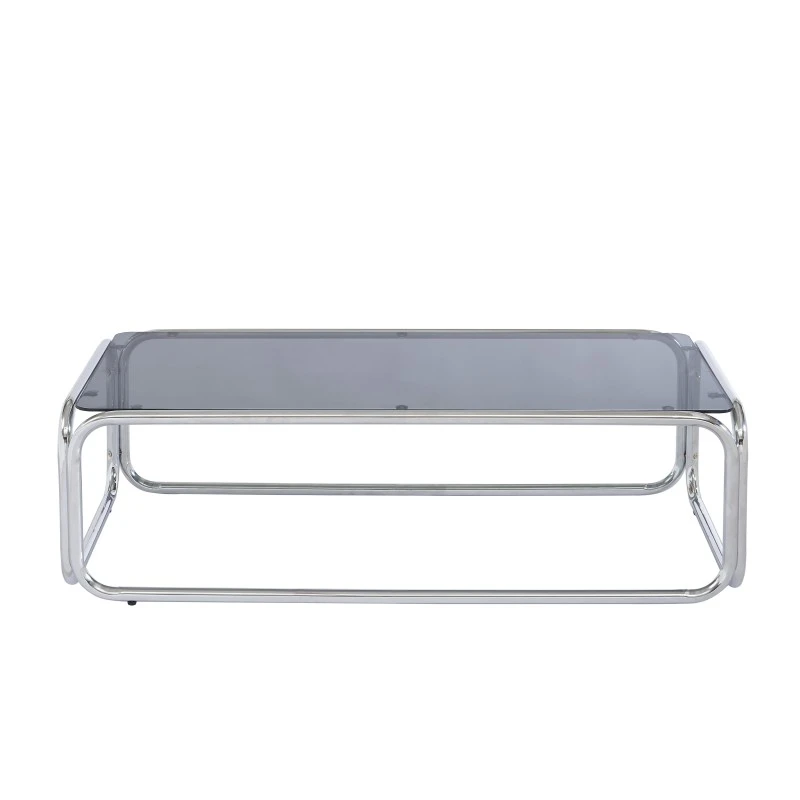 Table basse MAGGY verre trempé noir structure en chrome | Votre ...