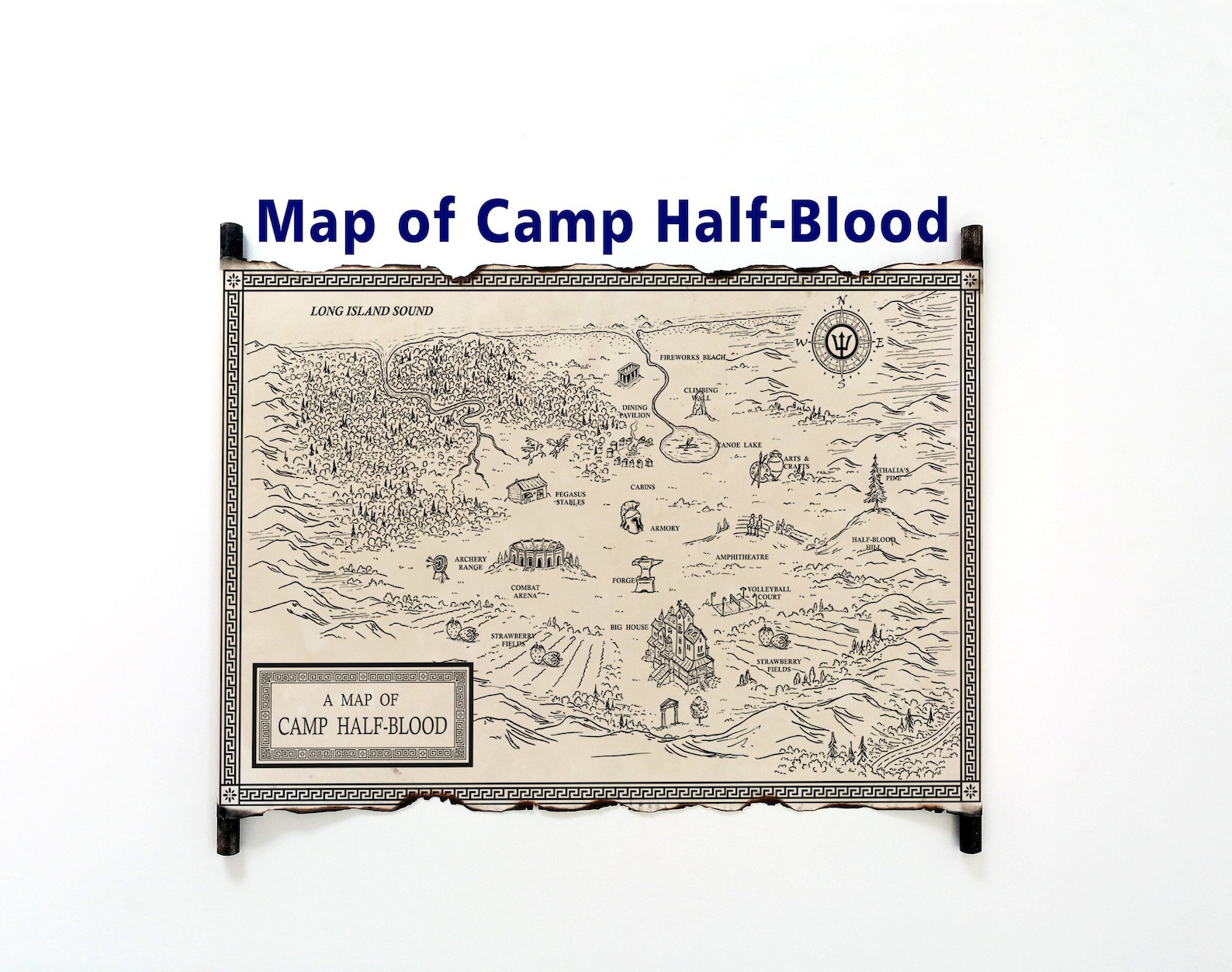 Camp Half-Blood Map HANDMADE SCROLL, Percy Jackson Map, Heroes of ...