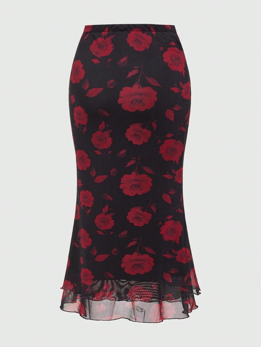 Sweetness Falda De Malla Con Patrón Floral Para Mujer | Mode de Mujer | SHEIN España | Votre ...