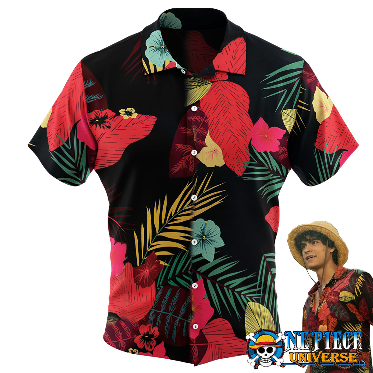 One Piece Luffy Live Action Button Up Hawaiian Shirt | One Piece ...