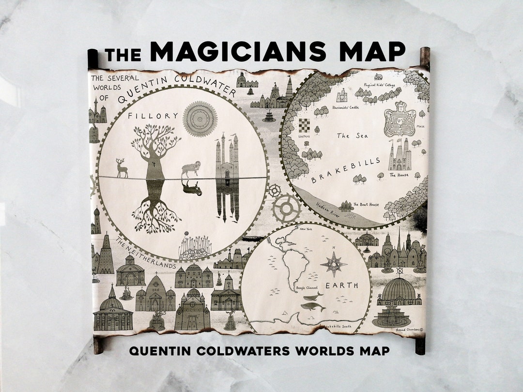 The Magicians Map, Quentin Coldwaters Worlds Map on Handmade Scroll ...