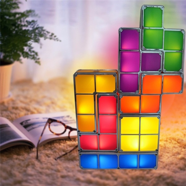 Tetris Block Puzzle Stackable Constructible LED Light Desk Night Lamp ...