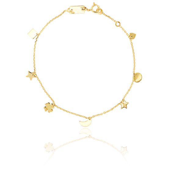 Bracelet étoile lune coeur en or jaune, Scarlett - Ocarat | Votre ...