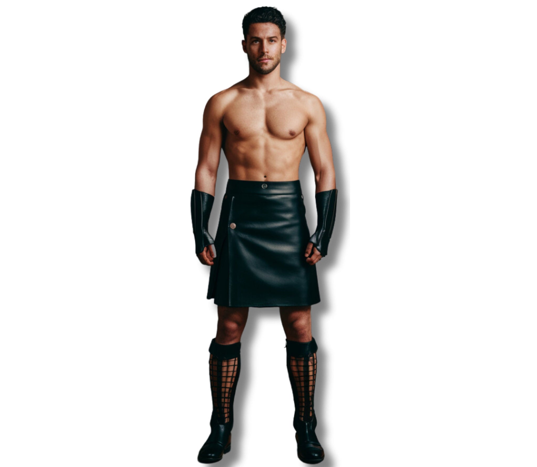 The Last Titan - Handmade Pure Black Leather Gladiator Kilt - Mens ...