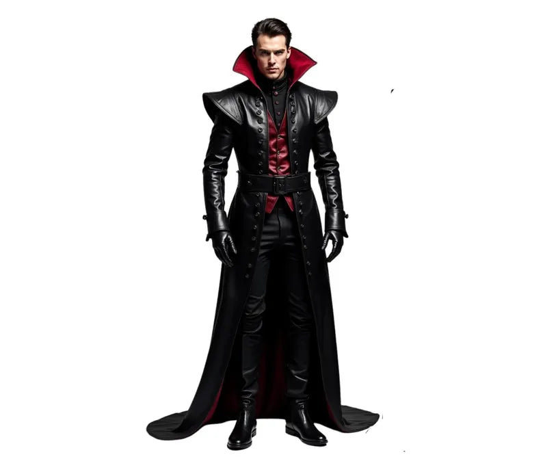 The Blood Oath - Genuine Black Leather Dracula Inspired Coat - Cowhide ...